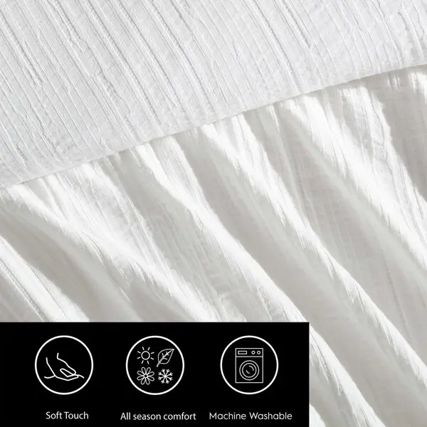 Vera Wang Bark Texture 3 Piece Duvet Cover Set, Queen - White
