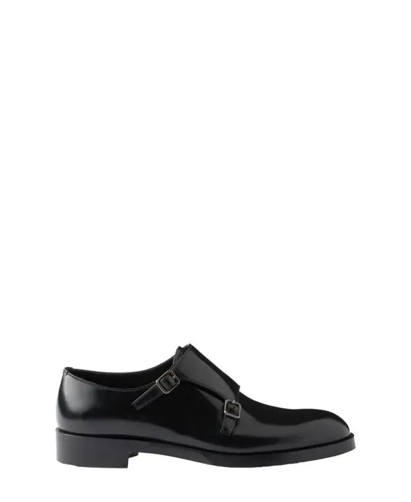 Prada Brushed Leather Double Monk Strap Shoes