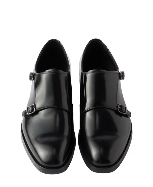 Prada Brushed Leather Double Monk Strap Shoes