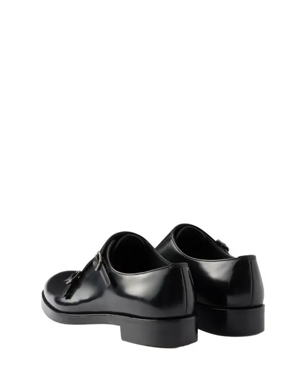 Prada Brushed Leather Double Monk Strap Shoes
