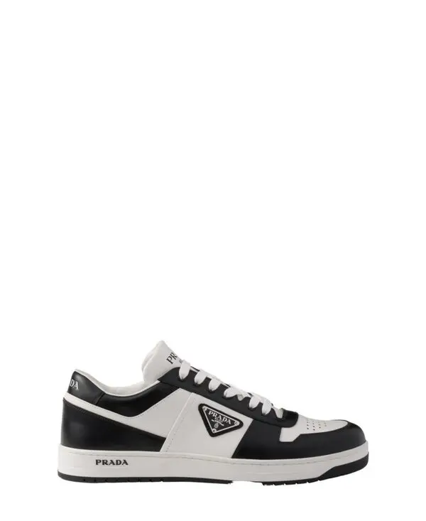 Prada Downtown Leather Sneakers - Black And White