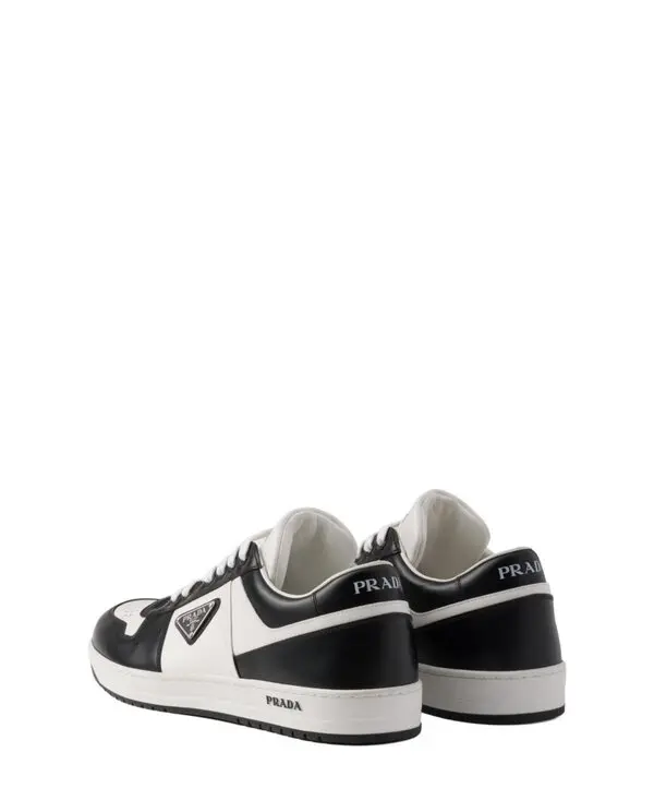 Prada Downtown Leather Sneakers - Black And White