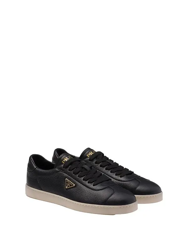 Prada Lane Leather Sneakers - Black