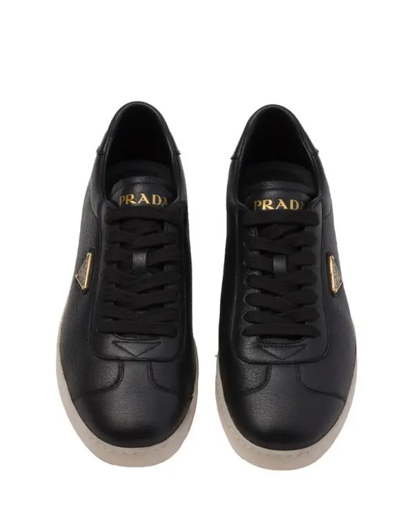 Prada Lane Leather Sneakers - Black