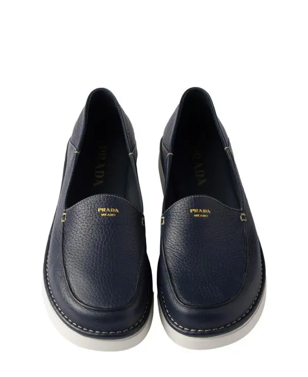 Prada Leather Slip-on Loafers - Blue