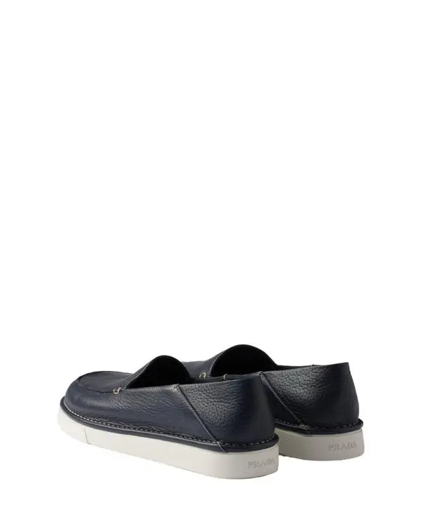 Prada Leather Slip-on Loafers - Blue