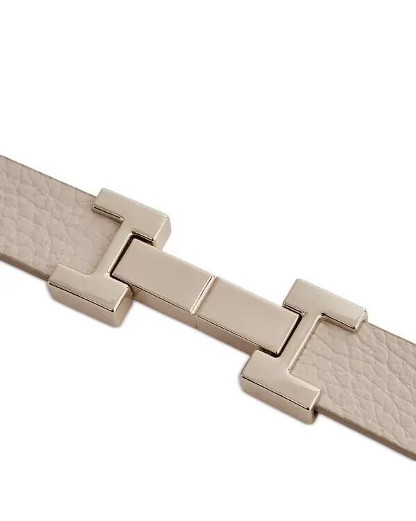 REISS Hayley Square Hinge Leather Belt - Stone