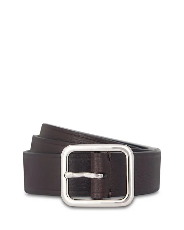 Vince Flat Pebble Leather Belt - Chocolate