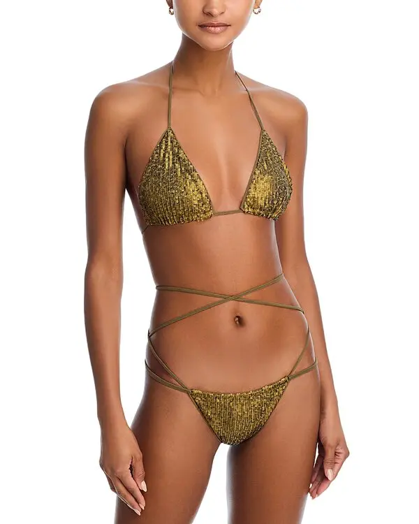 Norma Kamali Criss Cross Bikini Set - Bark