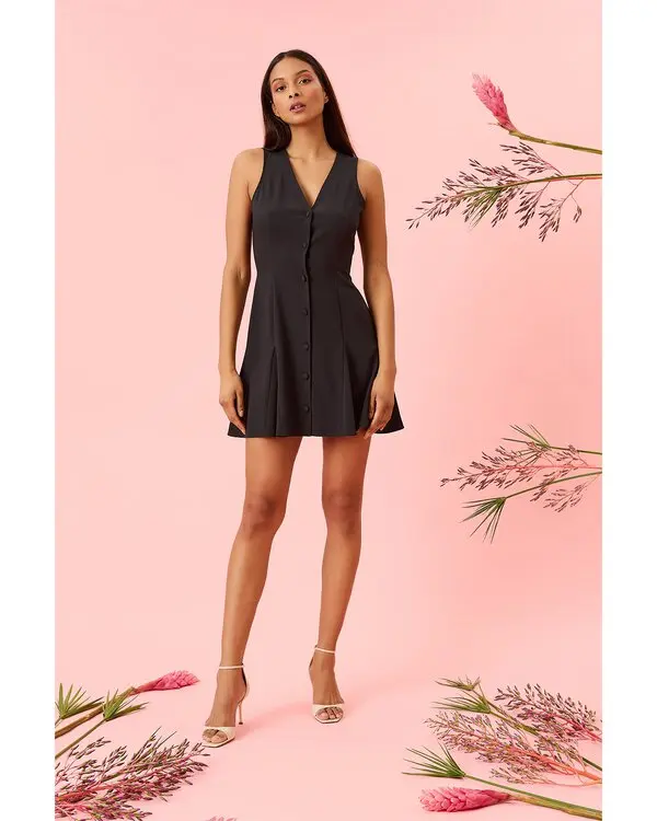 Maggy London V-neck Button-front Mini Dress