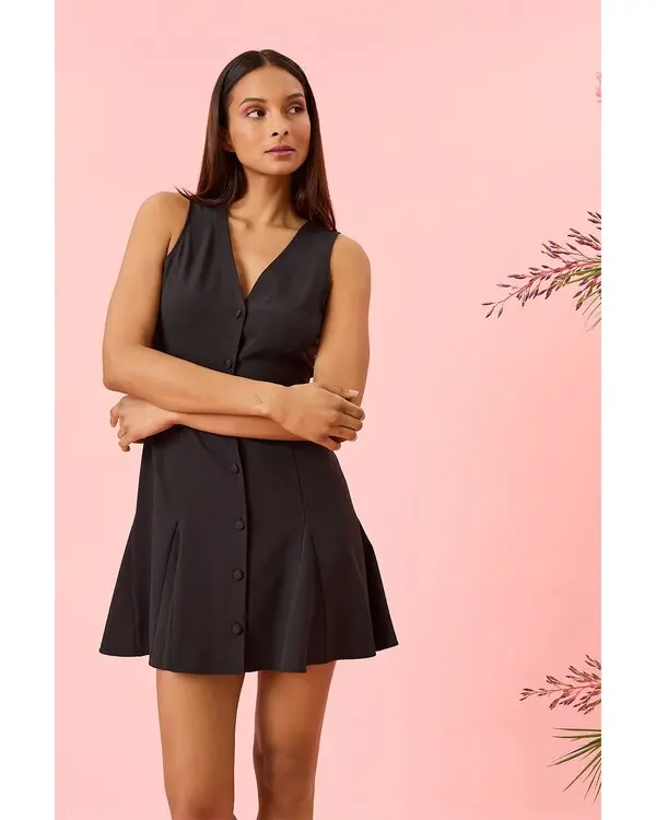 Maggy London V-neck Button-front Mini Dress