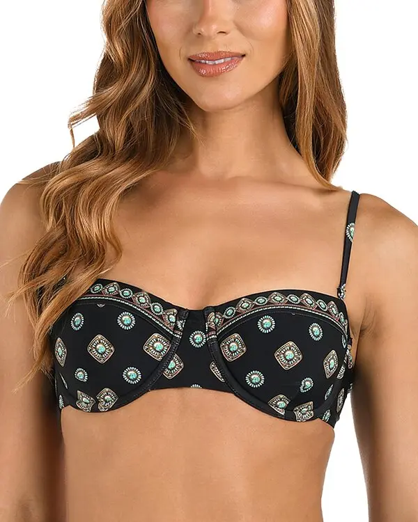 L'Agence Alexandra South Western Convertible Bandeau Bikini - Black