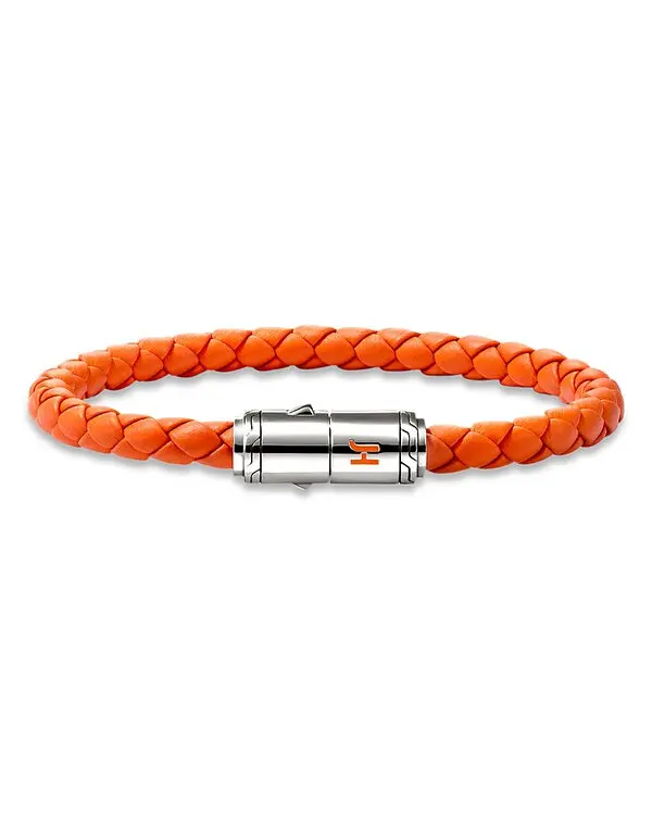 John Hardy Sterling Woven Leather Bracelet - Silver