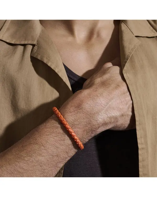 John Hardy Sterling Woven Leather Bracelet - Silver