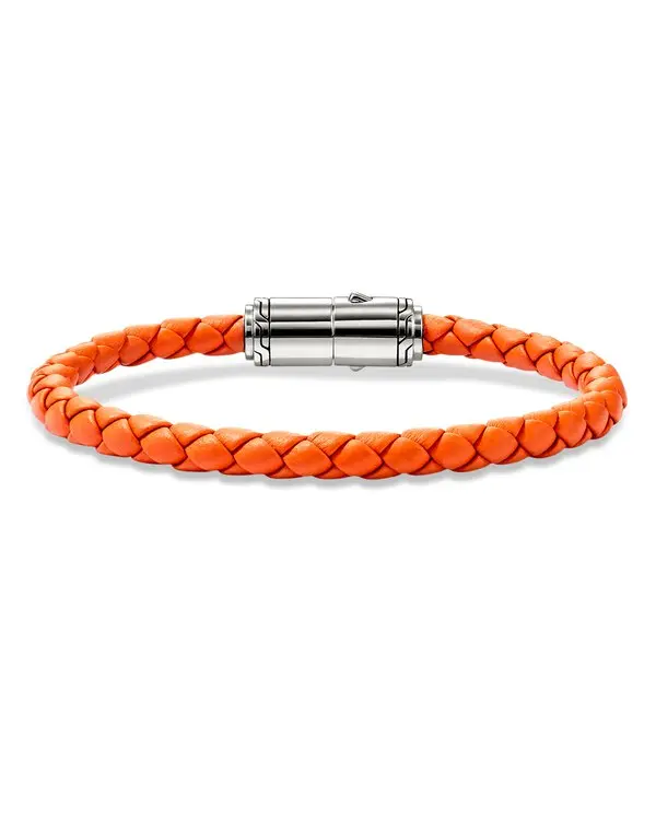 John Hardy Sterling Woven Leather Bracelet - Silver