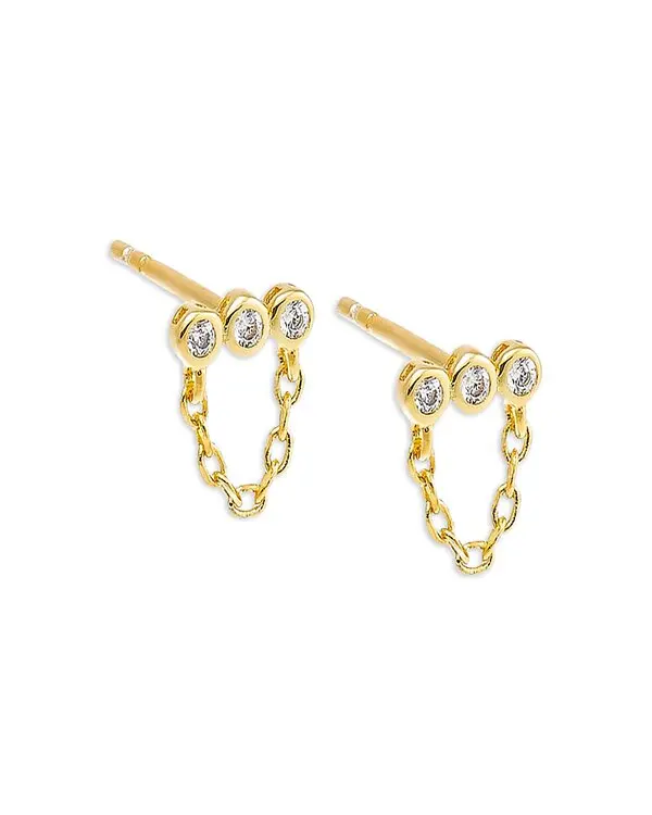 BY ADINA EDEN Mini Cubic Zirconia Drop Earrings - Gold