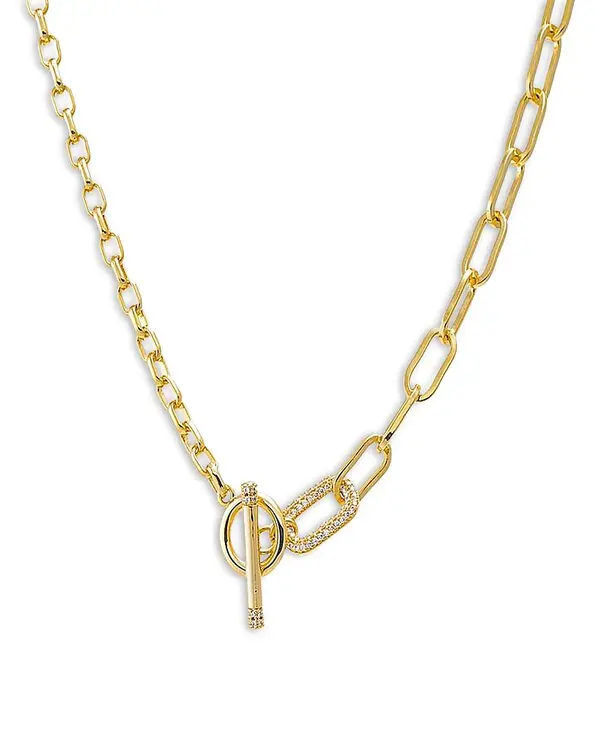 ADINA EDEN Pave Accented Toggle Multi Chain Necklace - Gold