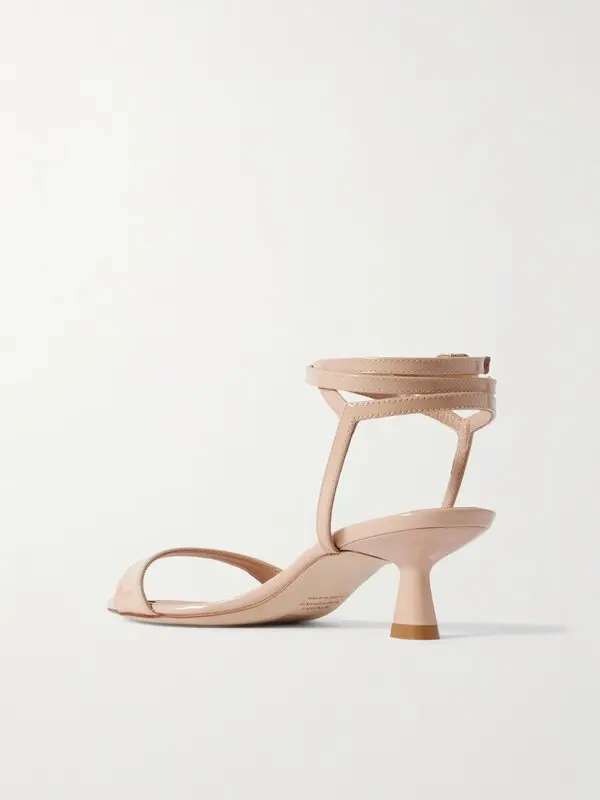 STUART WEITZMAN Nudist Wrap Patent-leather Sandals - Neutrals