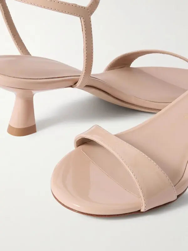 STUART WEITZMAN Nudist Wrap Patent-leather Sandals - Neutrals