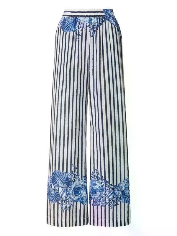 Alberta Ferretti Striped Cotton Trousers