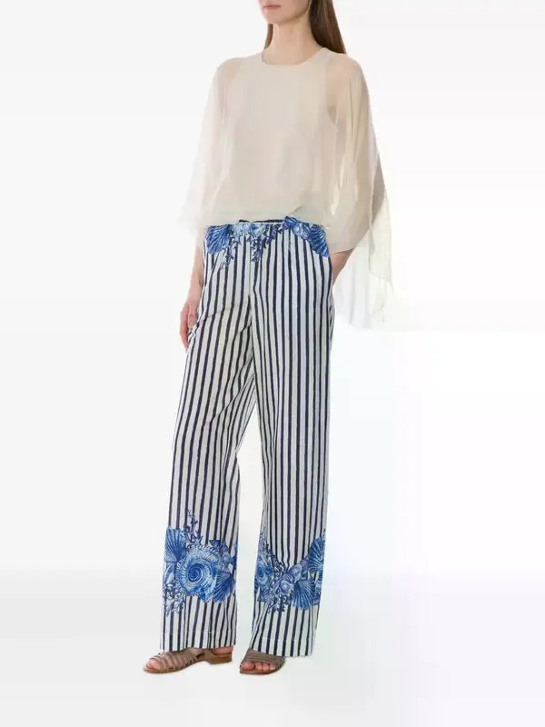 Alberta Ferretti Striped Cotton Trousers