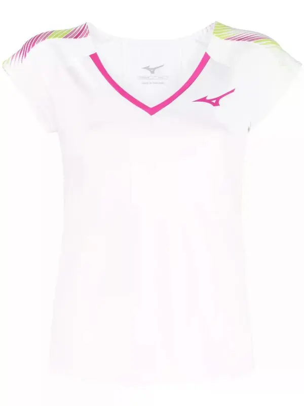 Mizuno Logo-print V-neck T-shirt - White