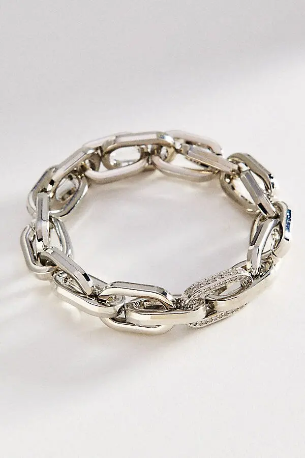 Anthropologie Pavé Chain Stretch Bracelet - Silver