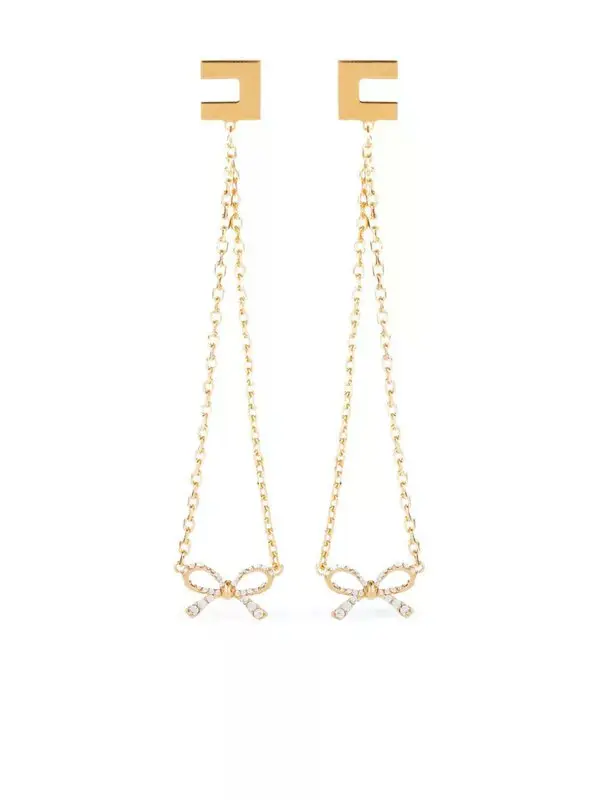 Elisabetta Franchi Logo-plaque Drop Earrings - Gold