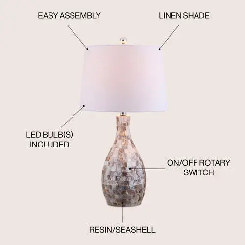 JONATHAN Y Verna 26.5" Seashell Led Table Lamp