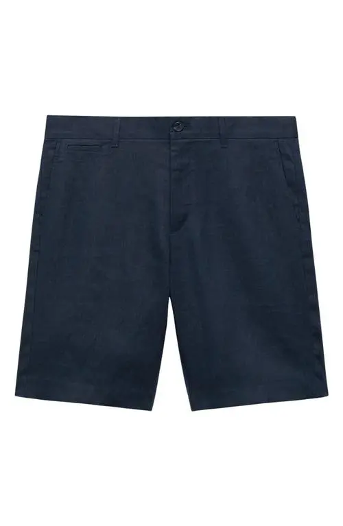 Mango Slim Fit Linen Bermuda Chino Shorts - Dark Navy