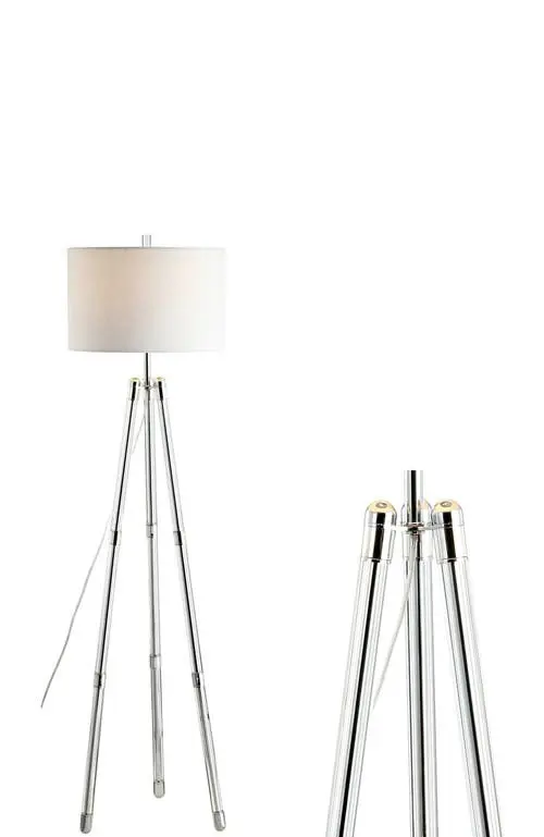 JONATHAN Y Arliss 60" Surveyor's Tripod Metal/crystal Led Floor Lamp - Chrome
