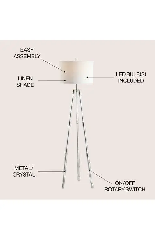 JONATHAN Y Arliss 60" Surveyor's Tripod Metal/crystal Led Floor Lamp