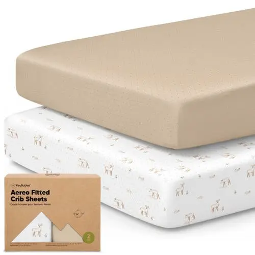 KEABABIES 2-pack Aereo Fitted Crib Sheets - Wild Fawn