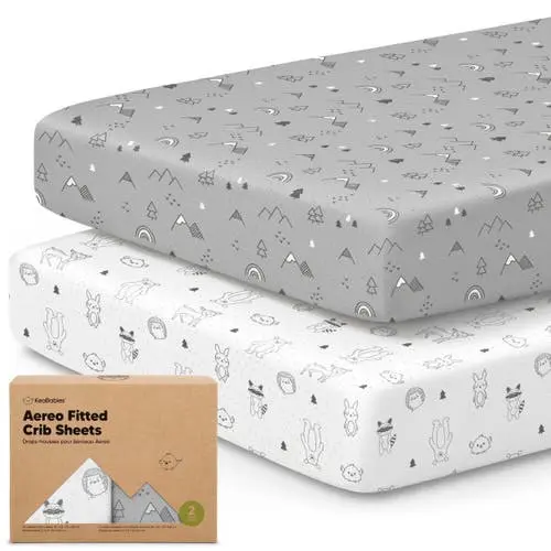 KEABABIES 2-pack Aereo Fitted Crib Sheets - Woodland