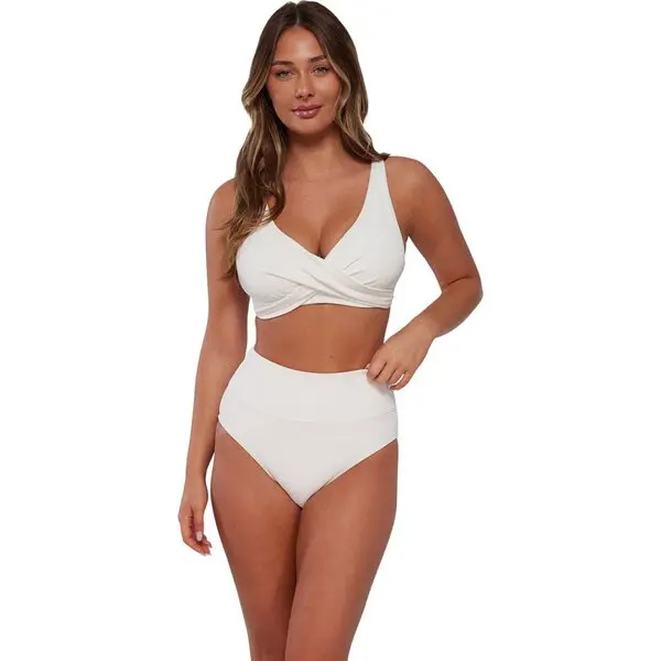 PACIFICA BY SUNSETS Hannah High Waist Bikini Bottom - Coconut Sorbet