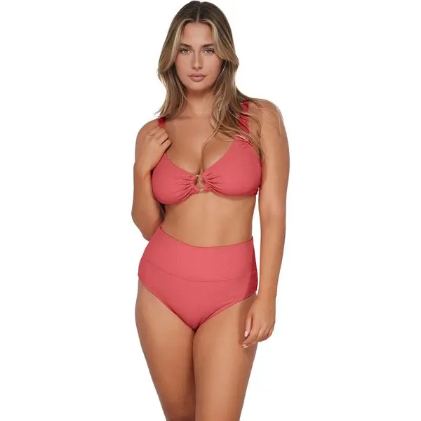 PACIFICA BY SUNSETS Hannah High Waist Bikini Bottom - Hibiscus Tea