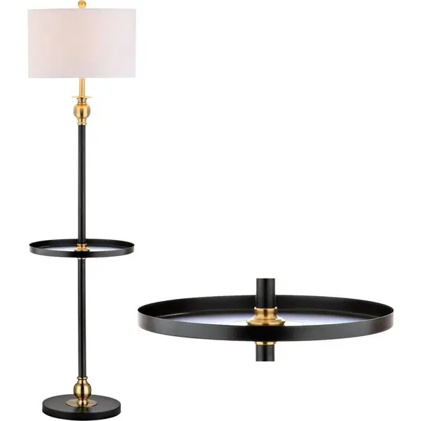JONATHAN Y Evans 61" Metal Led End Table Floor Lamp - Black/gold