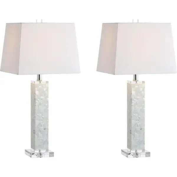 JONATHAN Y Noelle 28.5" Seashell Led Table Lamp - White