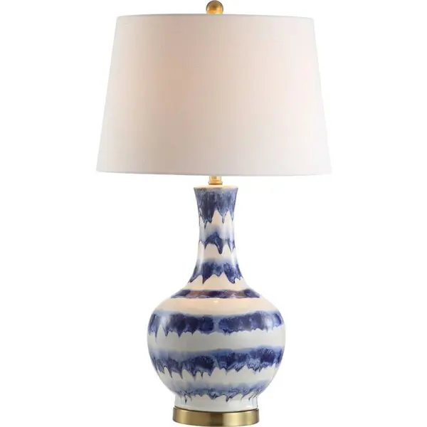 JONATHAN Y Tucker 30.5" Ceramic/metal Led Table Lamp - Blue/white
