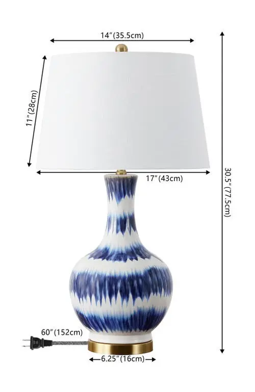 JONATHAN Y Tucker 30.5" Ceramic/metal Led Table Lamp - Blue/white