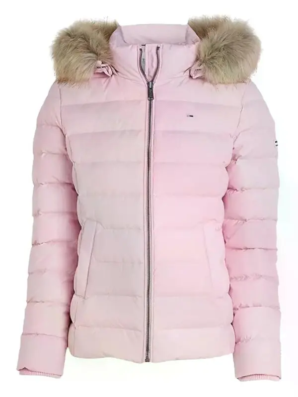 Tommy Hilfiger Faux-Fur Trimmed Puffer Jacket Pink Editorialist