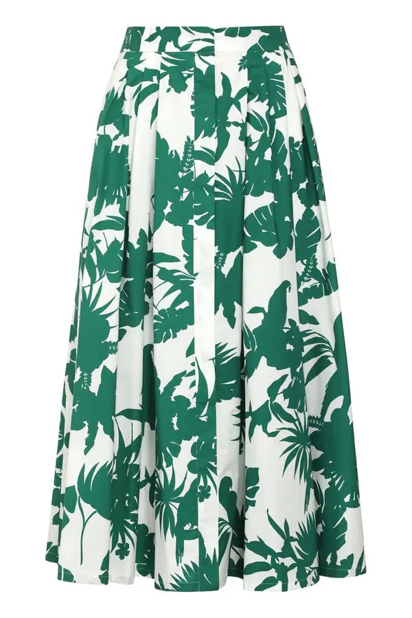 MAX MARA STUDIO Idoneo Printed Cotton Skirt - Green
