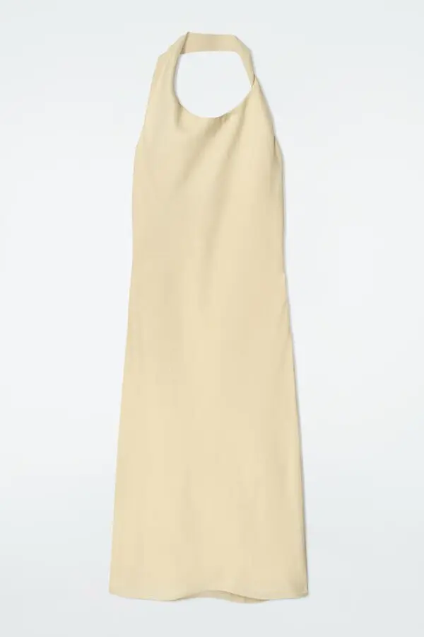 Cos Twisted Linen-blend Halterneck Dress - Yellow