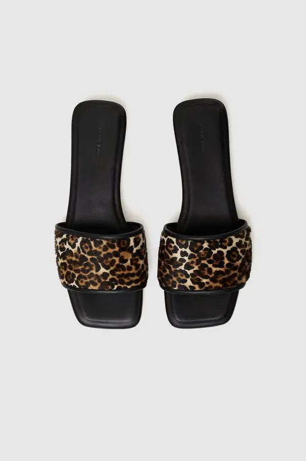 ANINE BING Leather Embossed Logo Slides - Leopard