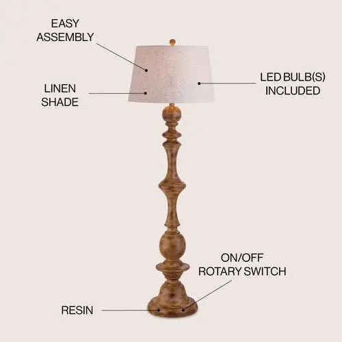 JONATHAN Y Taylor 67" Rustic Farmhouse Resin Led Floor Lamp