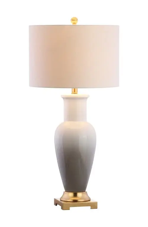 JONATHAN Y Dip Dye 31.5" Ceramic Led Table Lamp - White/gray
