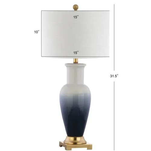 JONATHAN Y Dip Dye 31.5" Ceramic Led Table Lamp - White/navy