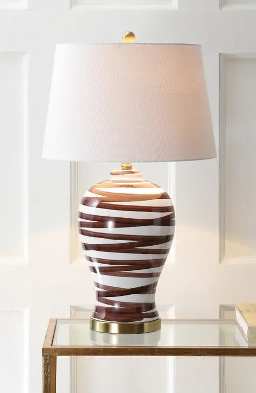 JONATHAN Y Joelie 29" Ceramic Led Table Lamp - Brown/white