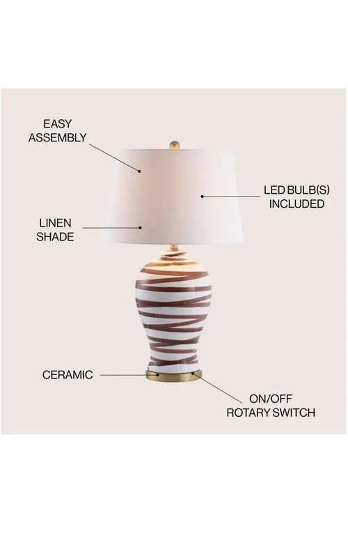 JONATHAN Y Joelie 29" Ceramic Led Table Lamp - Brown/white