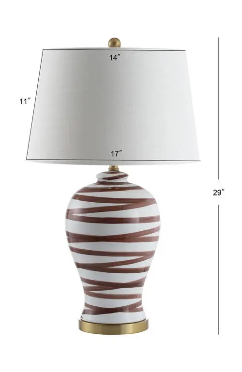 JONATHAN Y Joelie 29" Ceramic Led Table Lamp - Brown/white